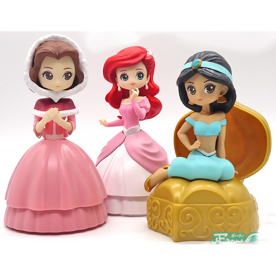 DISNEY PRINCESS Set 3 FIGURES Ariel Belle Jasmine CAPCHARA Heroine Doll ...