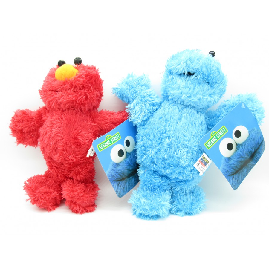 PAIR 2 Plush Plushies 30cm SESAME STREET Elmo Cookie Monster Furry ...