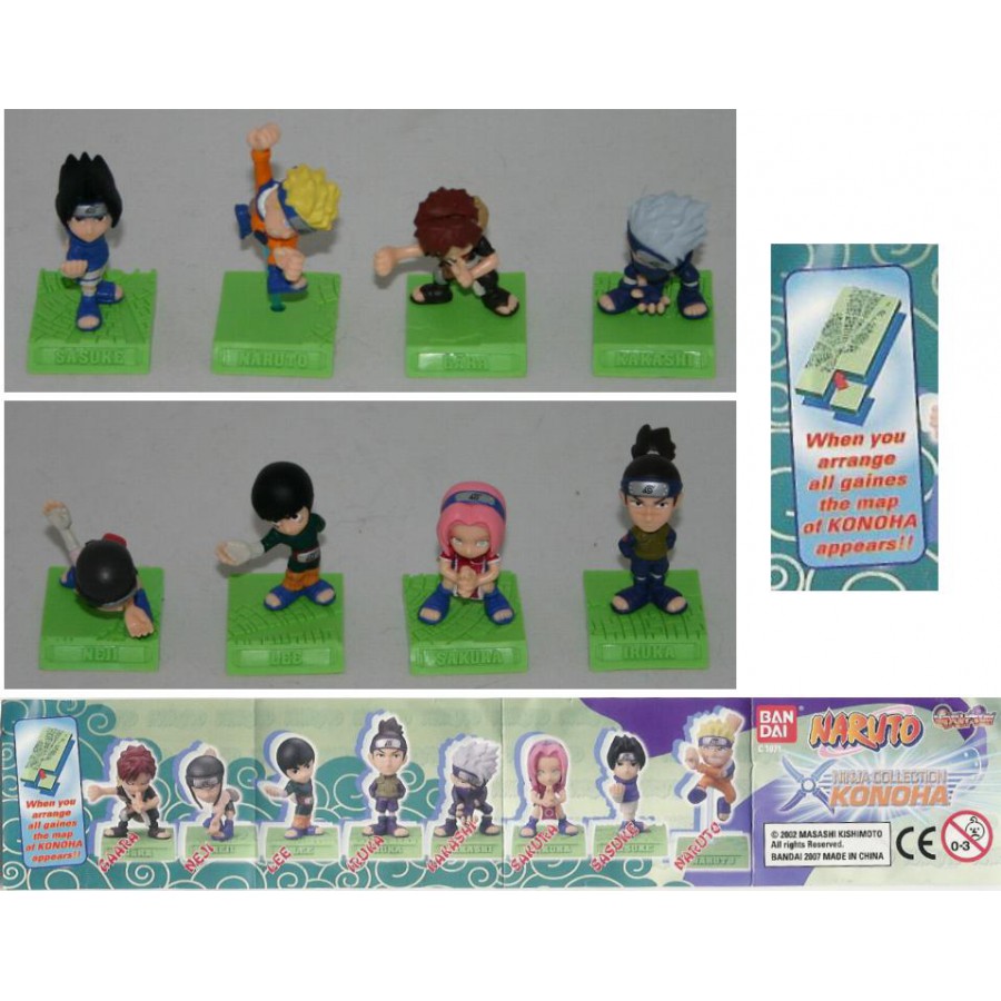 Raro SET 8 Figure NARUTO Ninja Collection KONOHA 4cm Con Base GAARA LEE ...