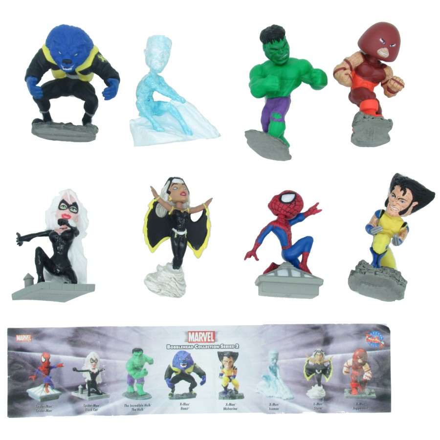 Set 8 Figure MARVEL BOBBLE HEADS Serie PART 2 Hulk Wolverine Spiderman ...