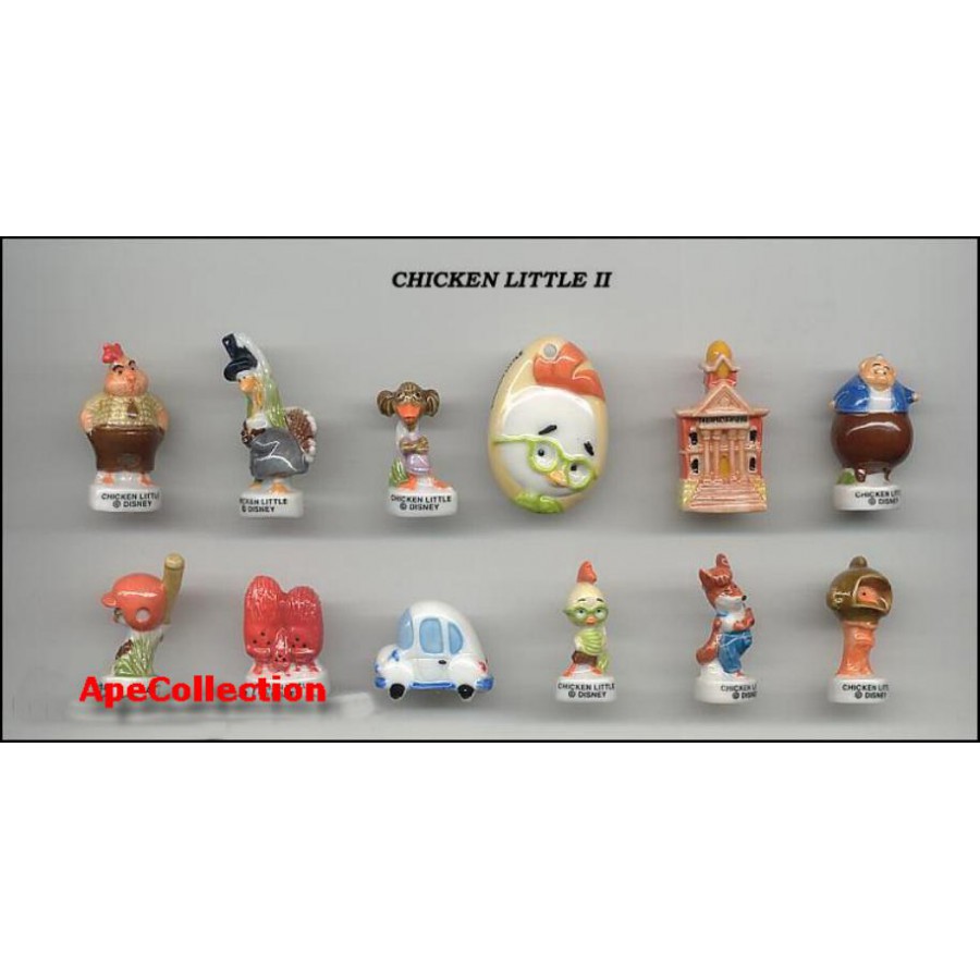 CHICKEN LITTLE PART 2 French Set 12 Cute PORCELAIN Mini Figures RARE ...
