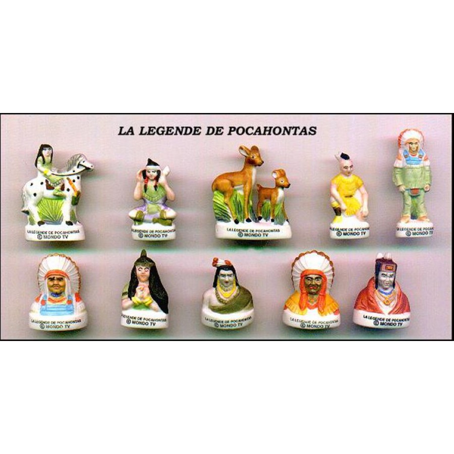THE LEGEND OF POCAHONTAS French Set 10 Cute PORCELAIN Mini Figures RARE ...