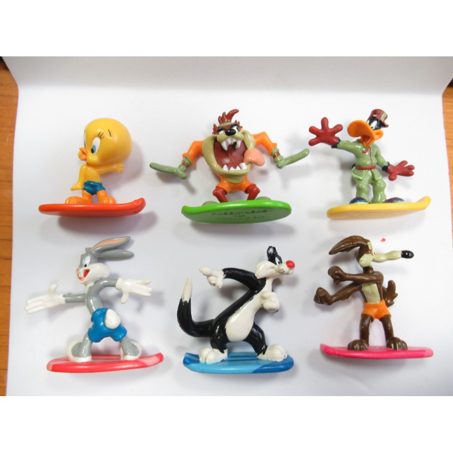 COMPLETE SET 6 FIGURES Mini Figure LOONEY TUNES Free Riders On SURF ...