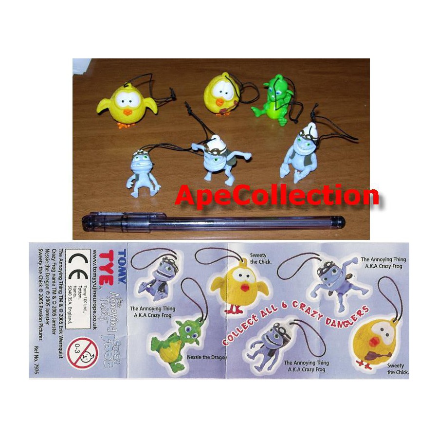 CRAZY FROG Set 6 Figures DANGLERS Original - Apecollection